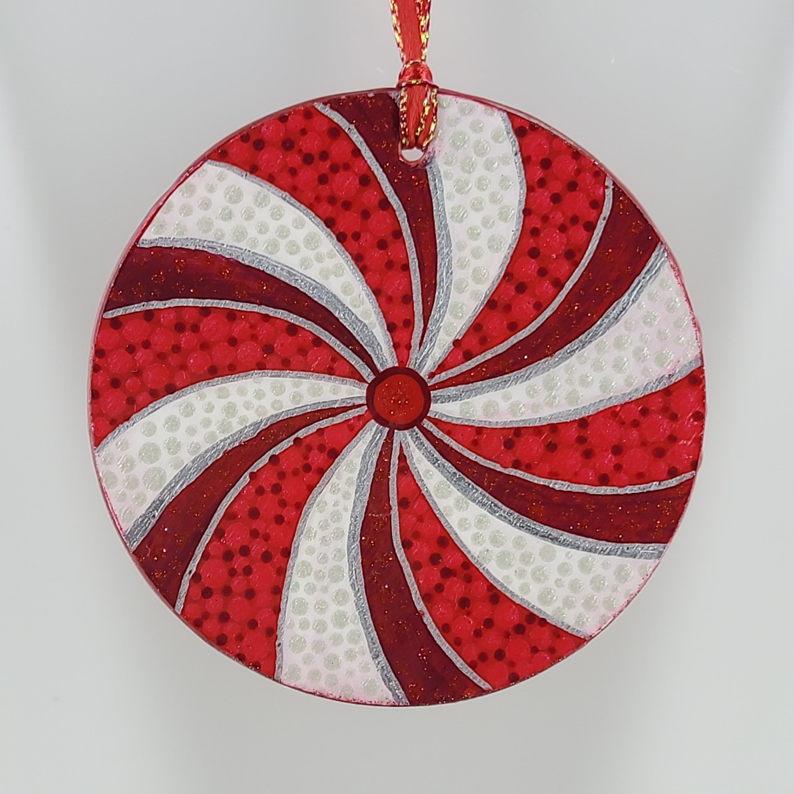 ORNAMENT-SPIRAL PEPPERMINT RED | Elemental Dots